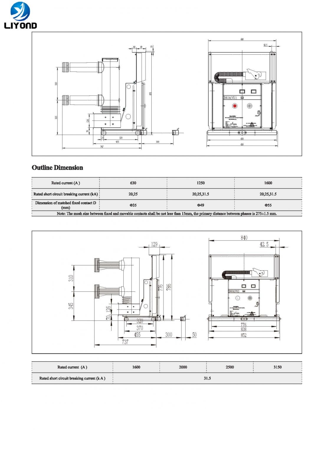 VS1-24 withdraw type indoor VD4 VCB - liyond vacuum circuit breaker