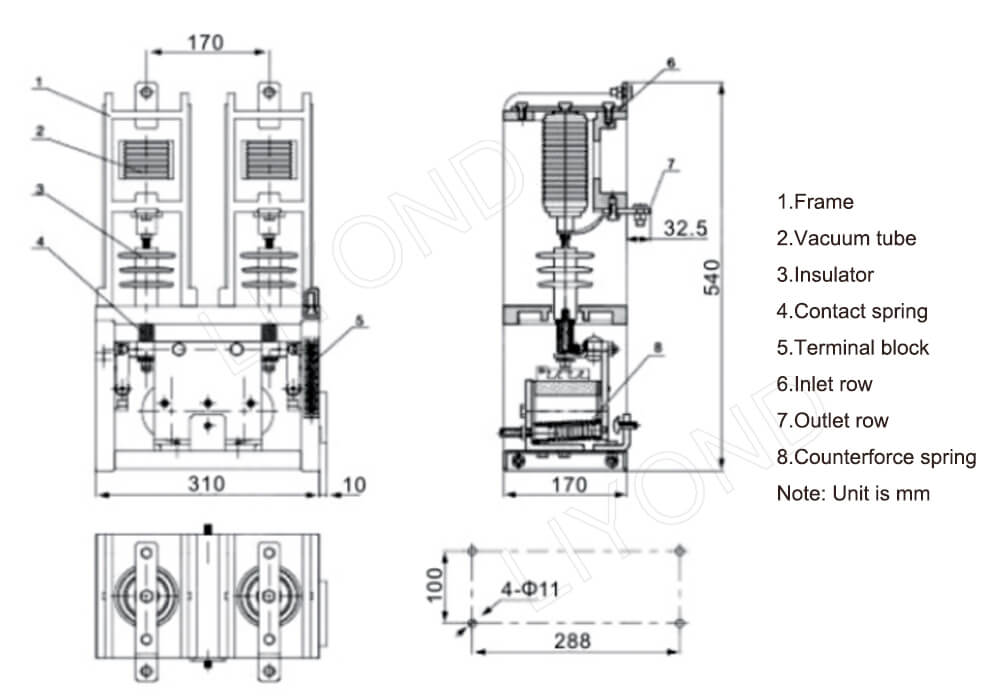 Coal Mine Explosion-proof AC Vacuum Contactor Mining Machinery Parts