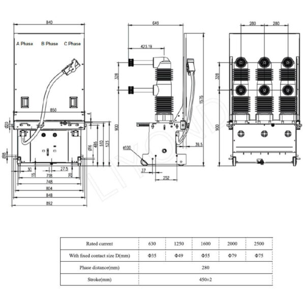 VSG-40.5KV withdrawable type indoor hv vacuum circuit breaker - liyond