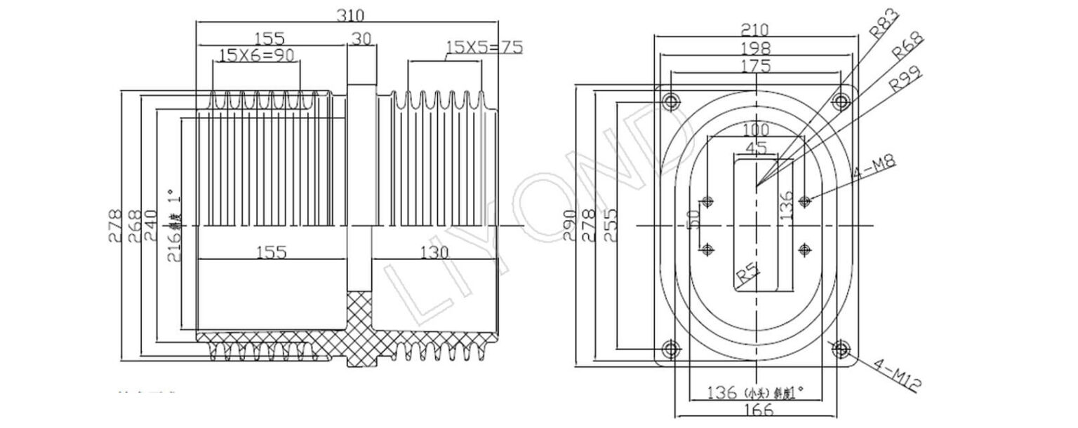 24KV High-voltage Switchgear Transmission Cable Bushing