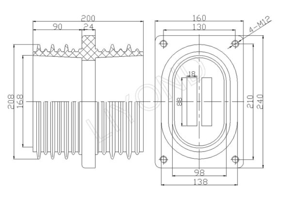 24KV High-voltage Switchgear Transmission Cable Bushing