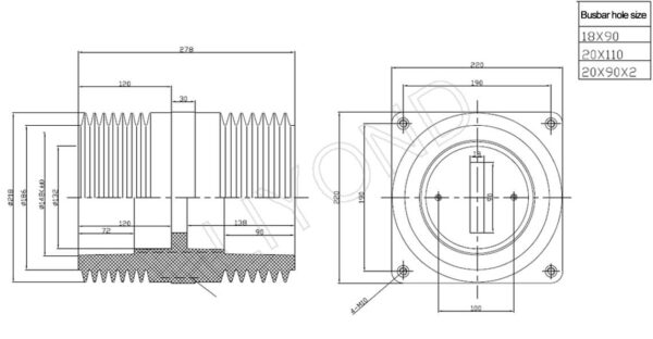 24KV High-voltage Switchgear Transmission Cable Bushing