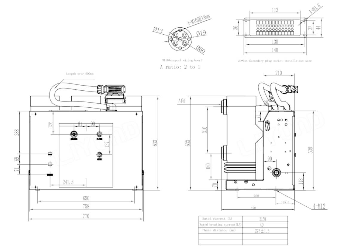 12kV Fixed Vacuum Breaker with CT68 Operating Mechanism